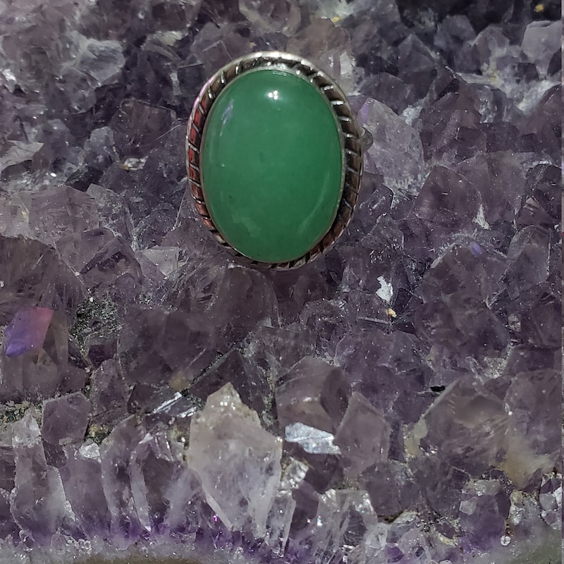 Green Stone Ring - Etsy