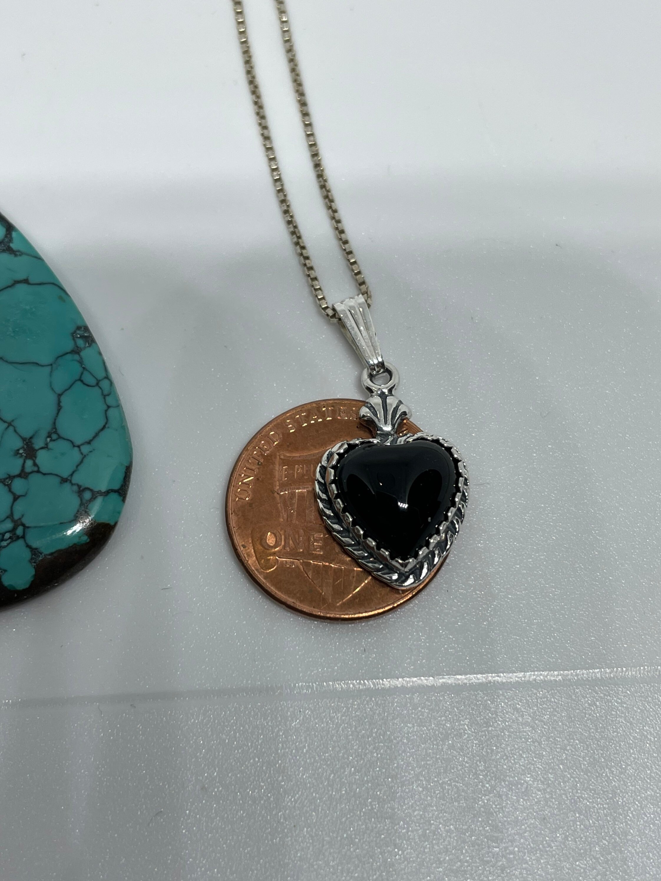 Black Onyx Heart Pendant/sterling Silver/ Heart Necklace/ Black Stone ...