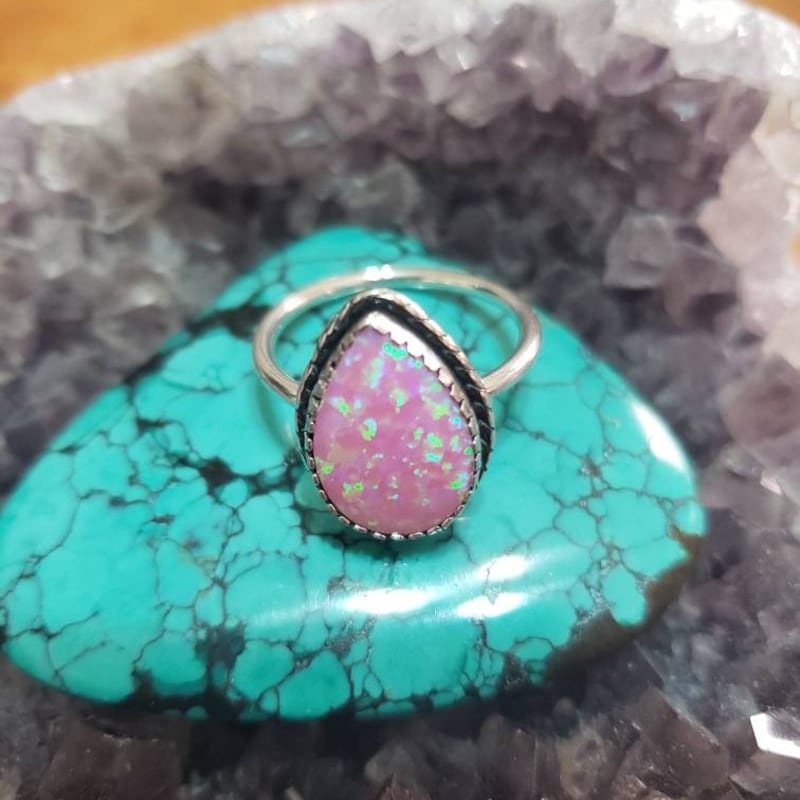 Pink Fire Opal Ring - Etsy