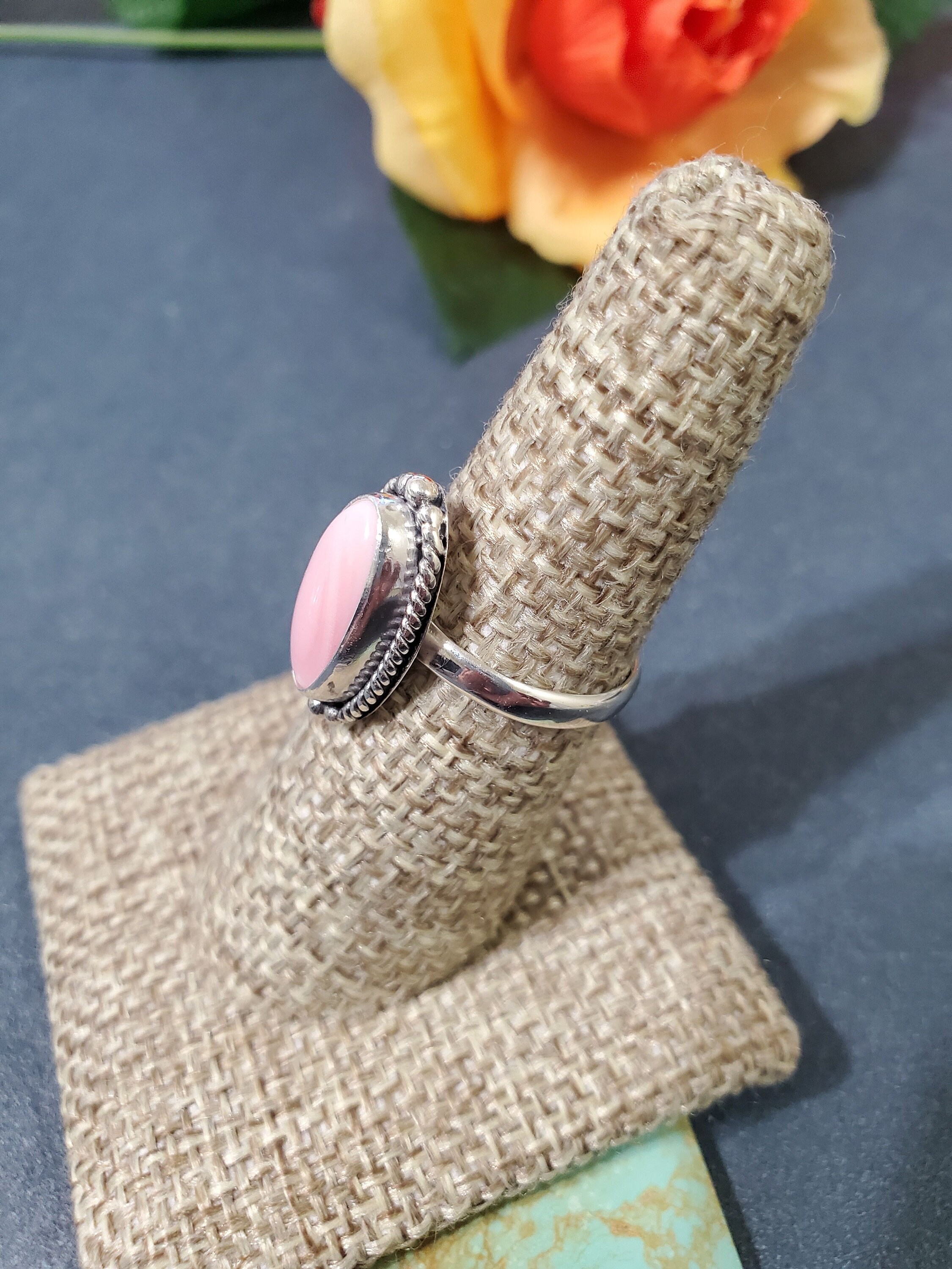 Oval Pink Conch Shell Ring/sterling Silver Queen Conch Shell Ring/conch ...
