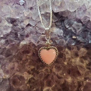 Pink Conch Shell Heart Pendant Necklace/pink Shell Heart/pink Stone ...