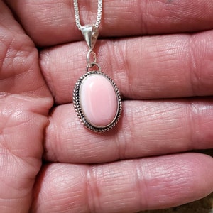 Pink Conch Shell Pendant Necklace/pink Shell Heart/pink Stone/sterling ...