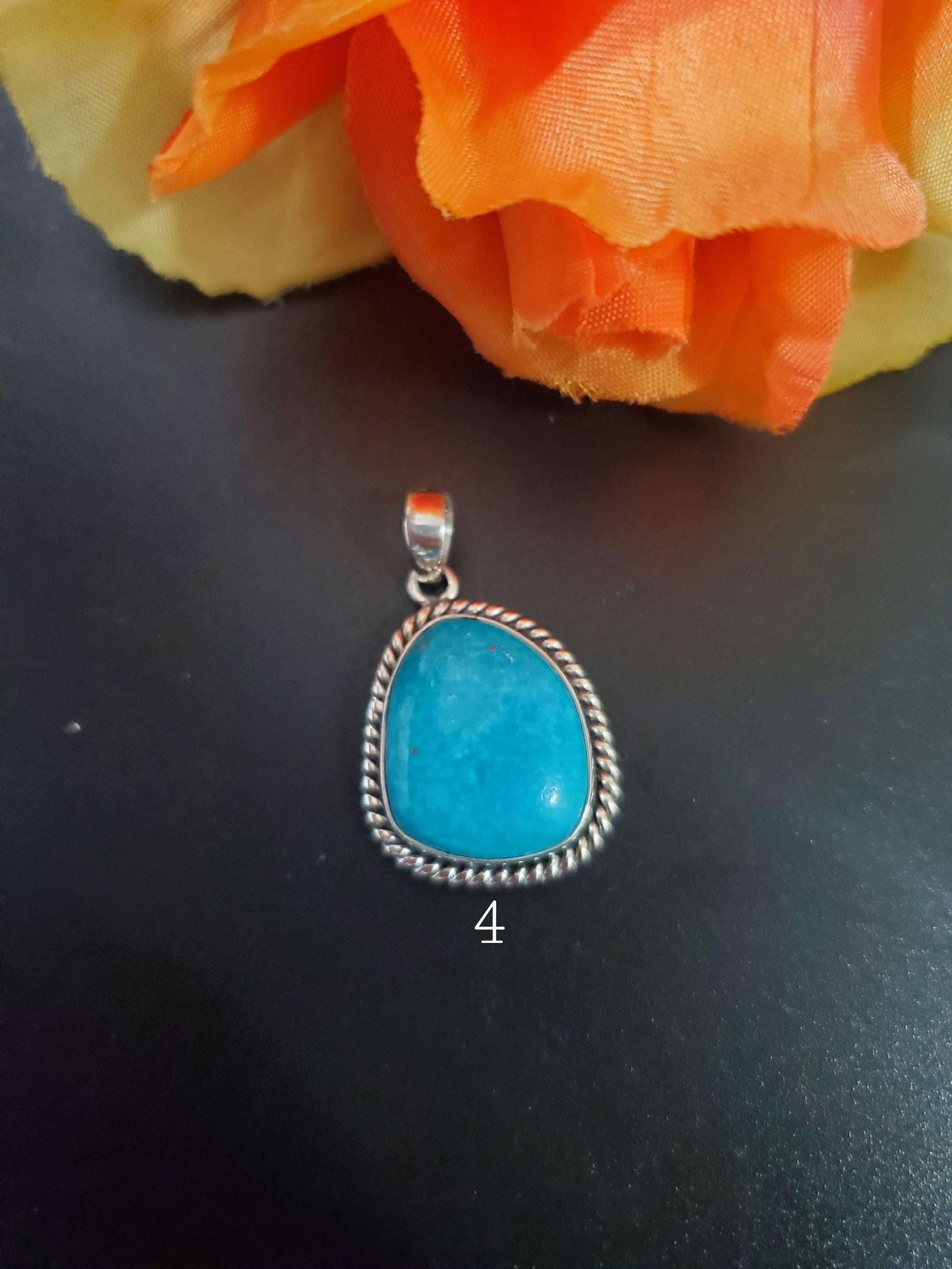 Dainty Blue Turquoise Pendant Necklace/small Turquoise Pendant/sterling ...