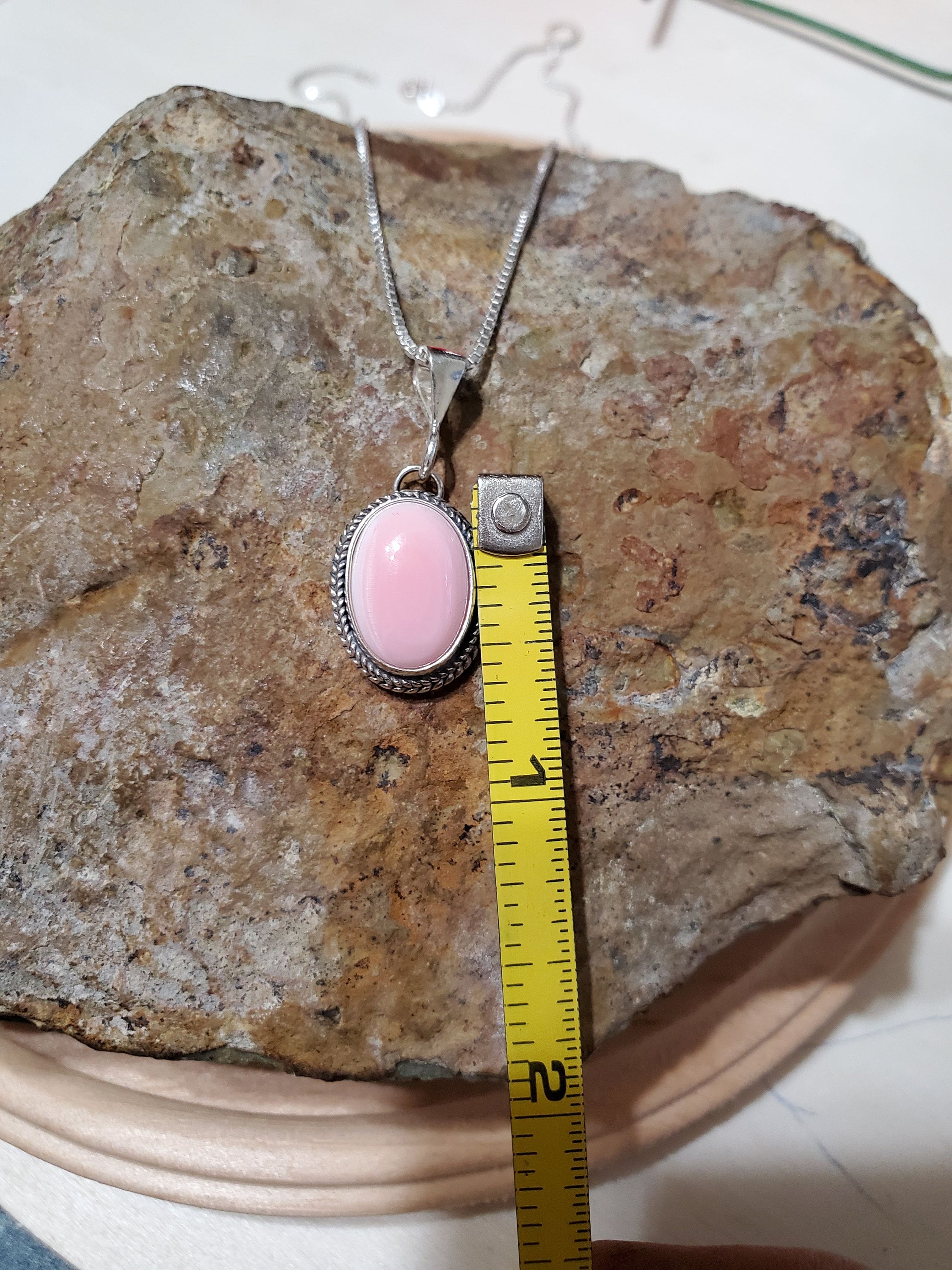 Pink Conch Shell Pendant Necklace/pink Shell Heart/pink Stone/sterling ...