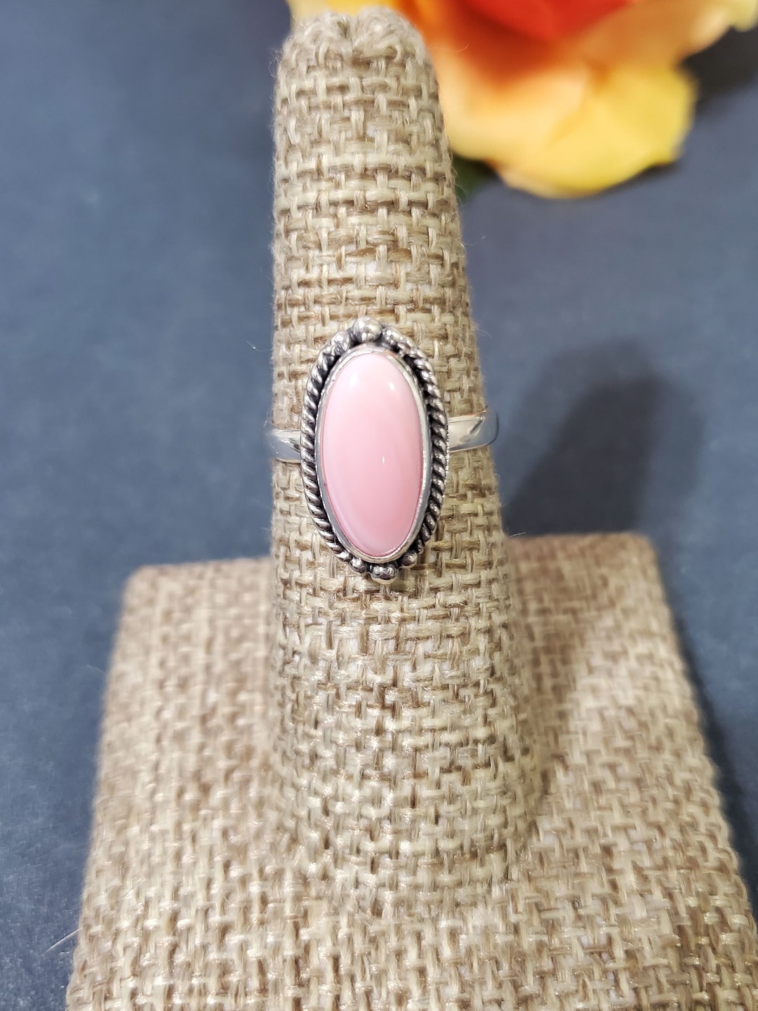 Oval Pink Conch Shell Ring/sterling Silver Queen Conch Shell Ring/conch ...