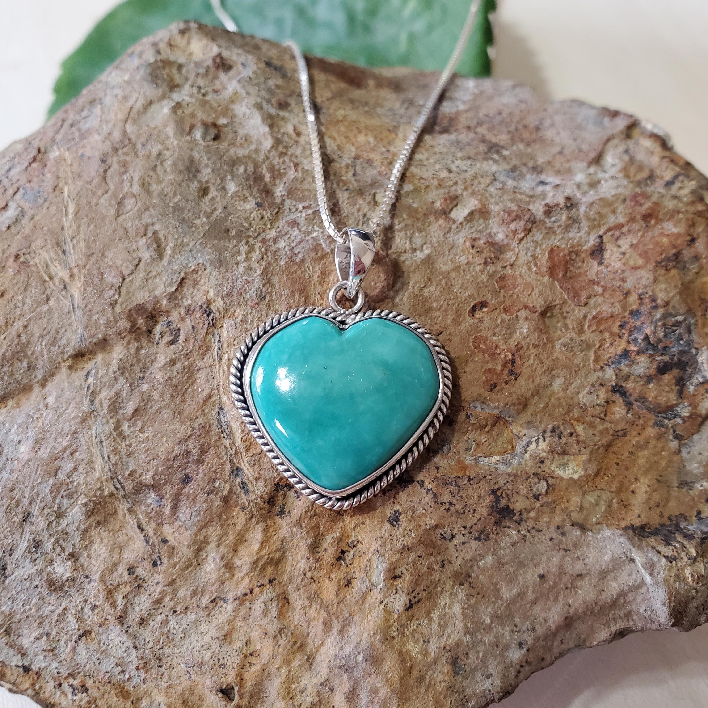 Turquoise Heart Pendant/blue Turquoise Heart Pendant Necklace/sterling ...