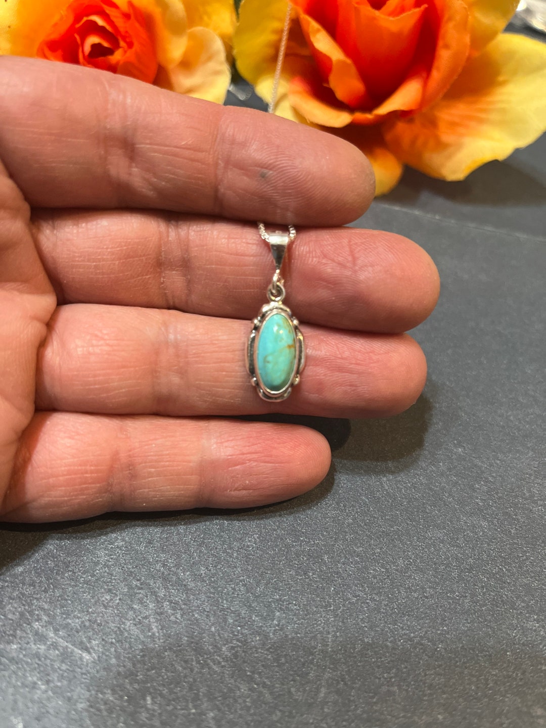 Cute Dainty Turquoise Pendant Necklace/small Turquoise Pendant/sterling ...