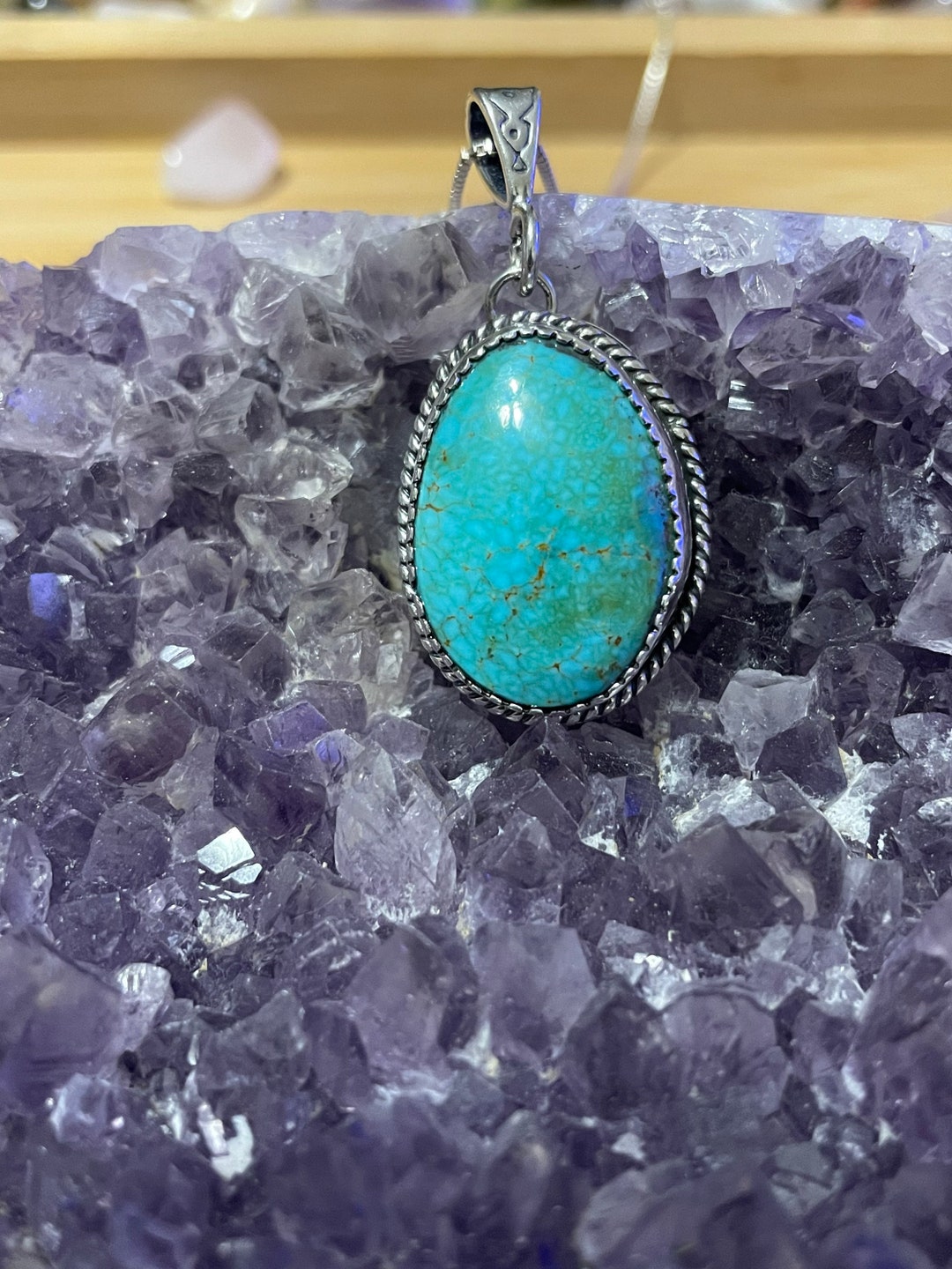 Blue Turquoise Pendant Necklace/ Dainty Turquoise Pendant/sterling ...