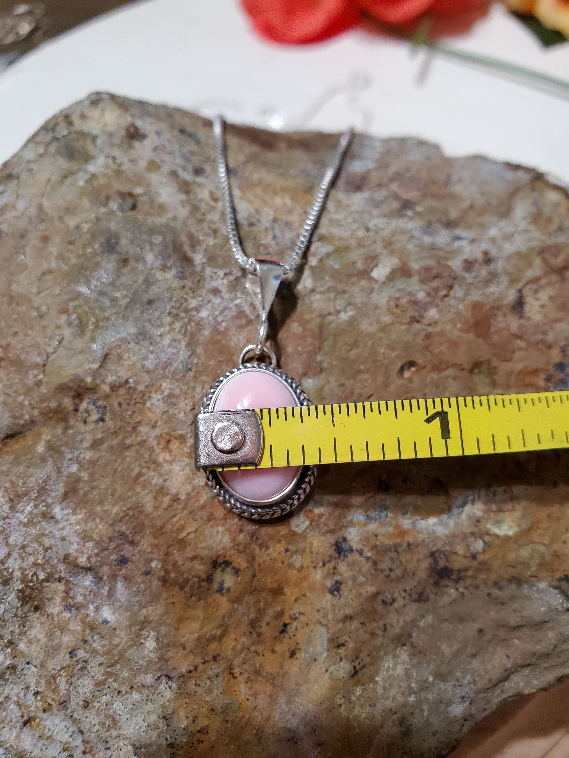 Pink Conch Shell Pendant Necklace/pink Shell Heart/pink Stone/sterling ...