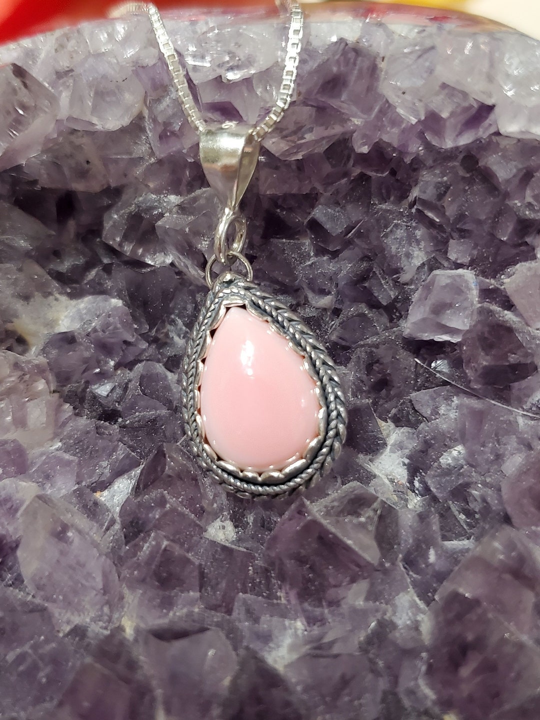 Pink Conch Shell Pendant Necklace/conch Shell Pendant/925 Sterling ...