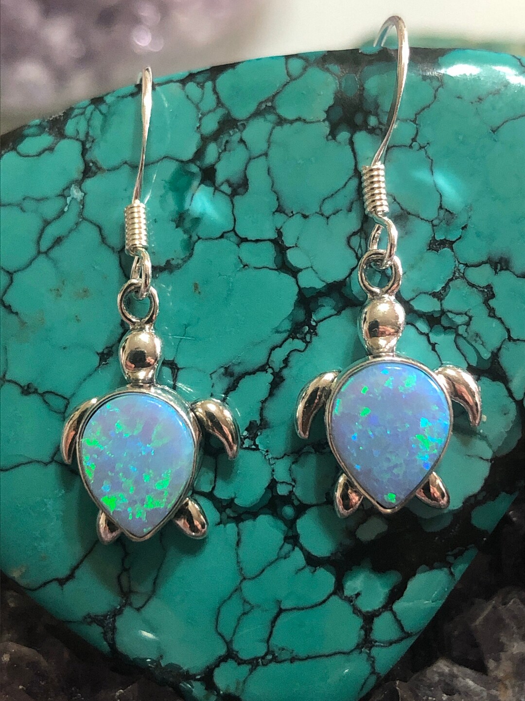 Sea Turtle / Fire Opal Earring/ Turtle Earring/sea Turtle Opal Earring ...