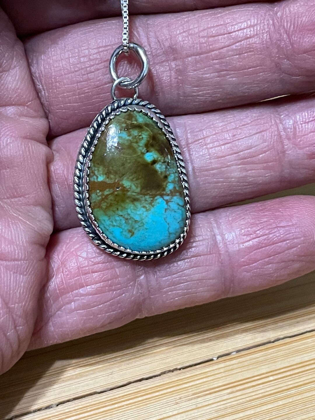 Blue Turquoise Pendant Necklace/ Dainty Turquoise Pendant/sterling ...