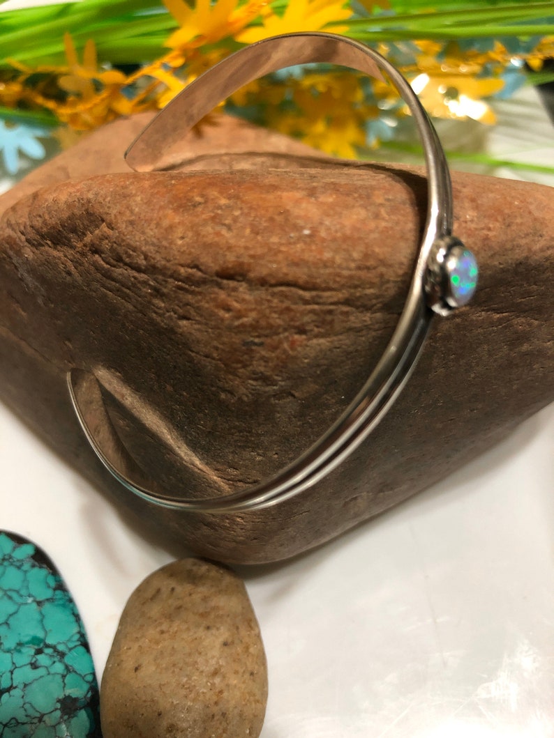New Silver Blue Opal Cuff / Genuine 925 / Blue Opal Cuff /cuff Bracelet ...