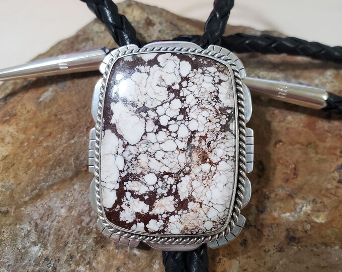 White Buffalo Turquoise Bolo Tie /wild Horse Stone/silver Bolo/genuine ...