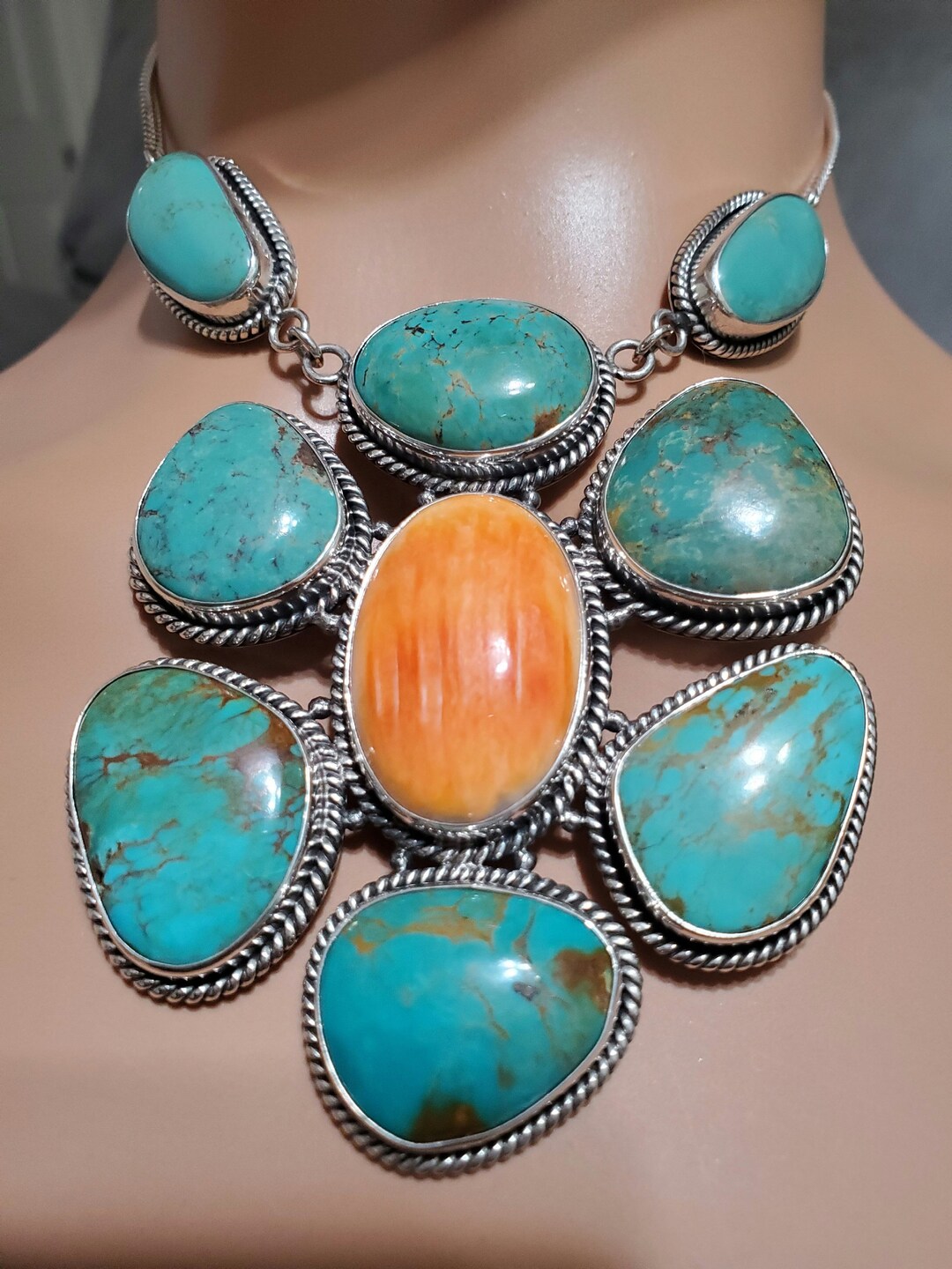 Large Turquoise Pendant Necklace/turquoise Pendant/turquoise Necklace ...