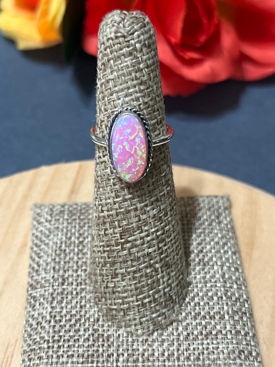 Pink Fire Opal Ring/teardrop Opal Ring/statement Ring/sterling Silver ...