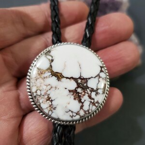 White Buffalo Turquoise Bolo Tie /wild Horse Stone/silver Bolo Tips ...