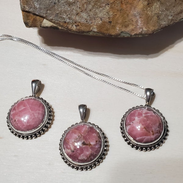 Pink Stone Pendant - Etsy