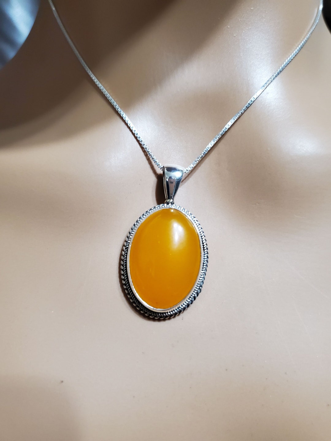 Yellow Agate Pendant/yellow Stone Pendant/yellow Agate Necklace ...