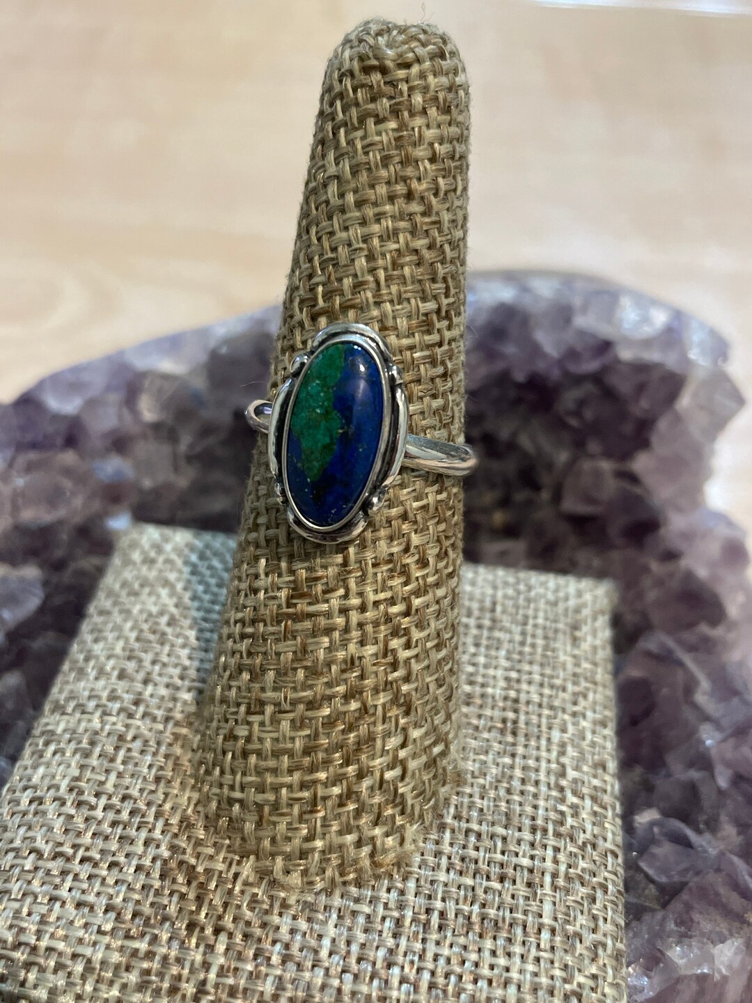 Azurite Malachite Ring/long Oval Ring/blue Green Stone Ring/color Mix ...