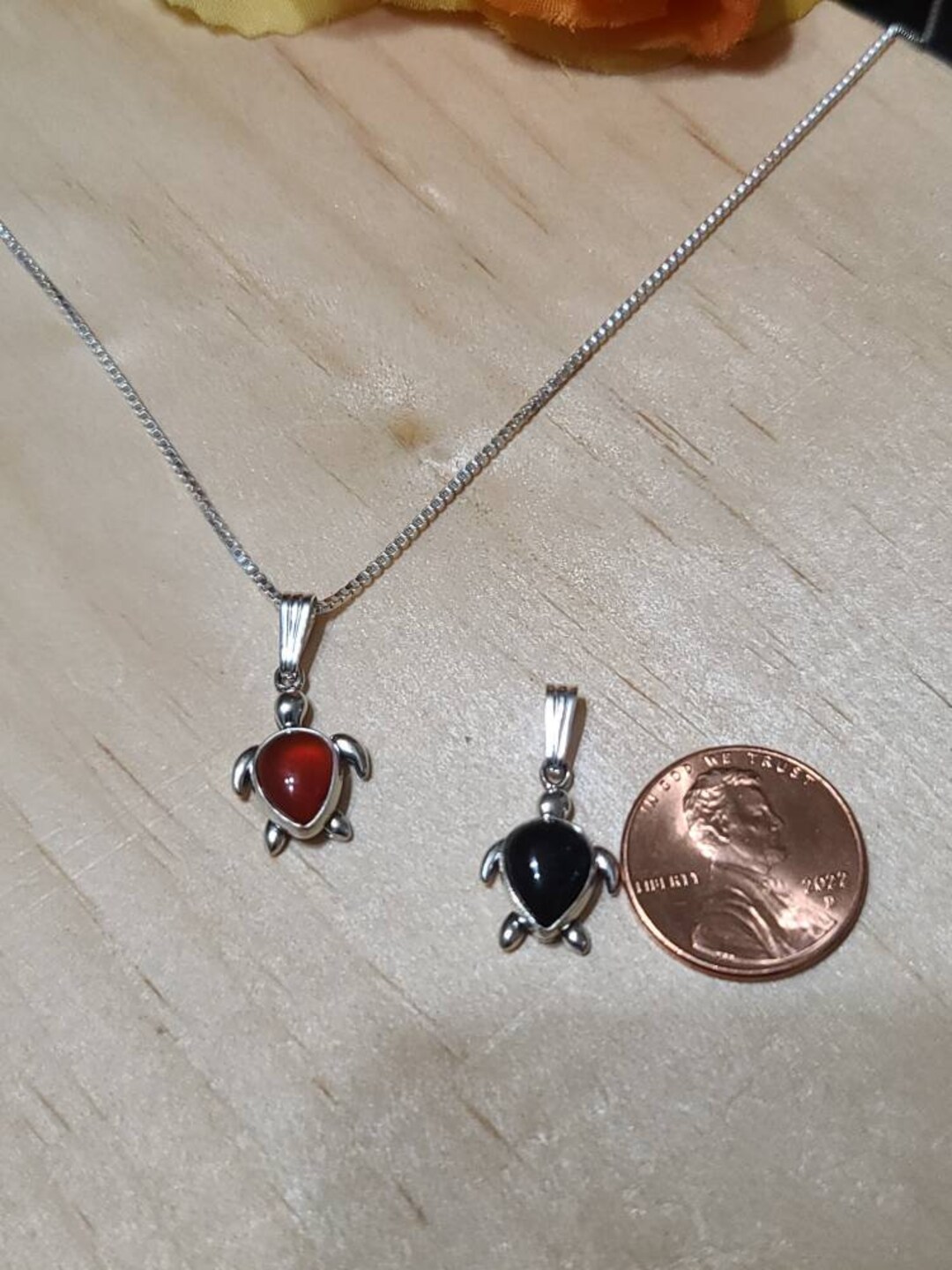 Small Sea Turtle Pendant Necklace/black Onyx Sea Turtle Pendant ...