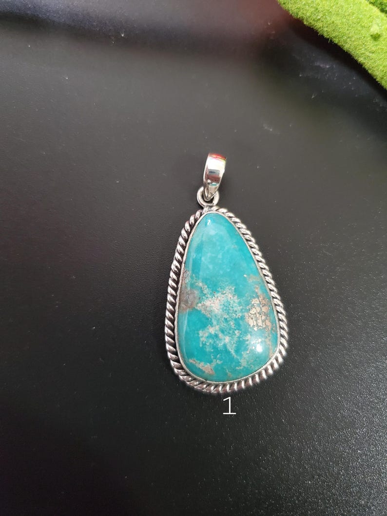 Dainty Blue Turquoise Pendant Necklace/small Turquoise Pendant/sterling ...