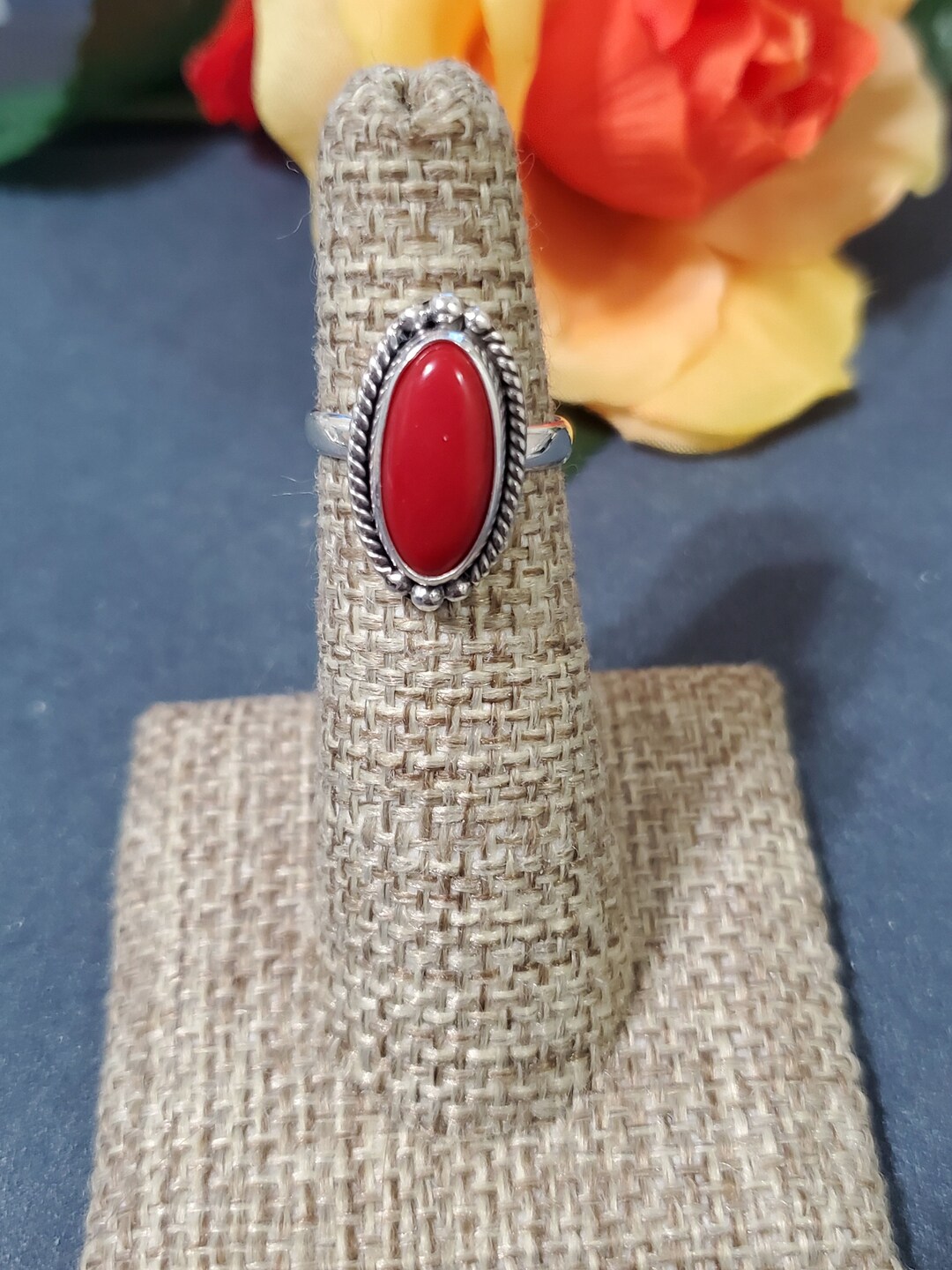 Coral Ring/sterling Silver/dainty Coral Ring/handmade Jewelry/red Coral ...