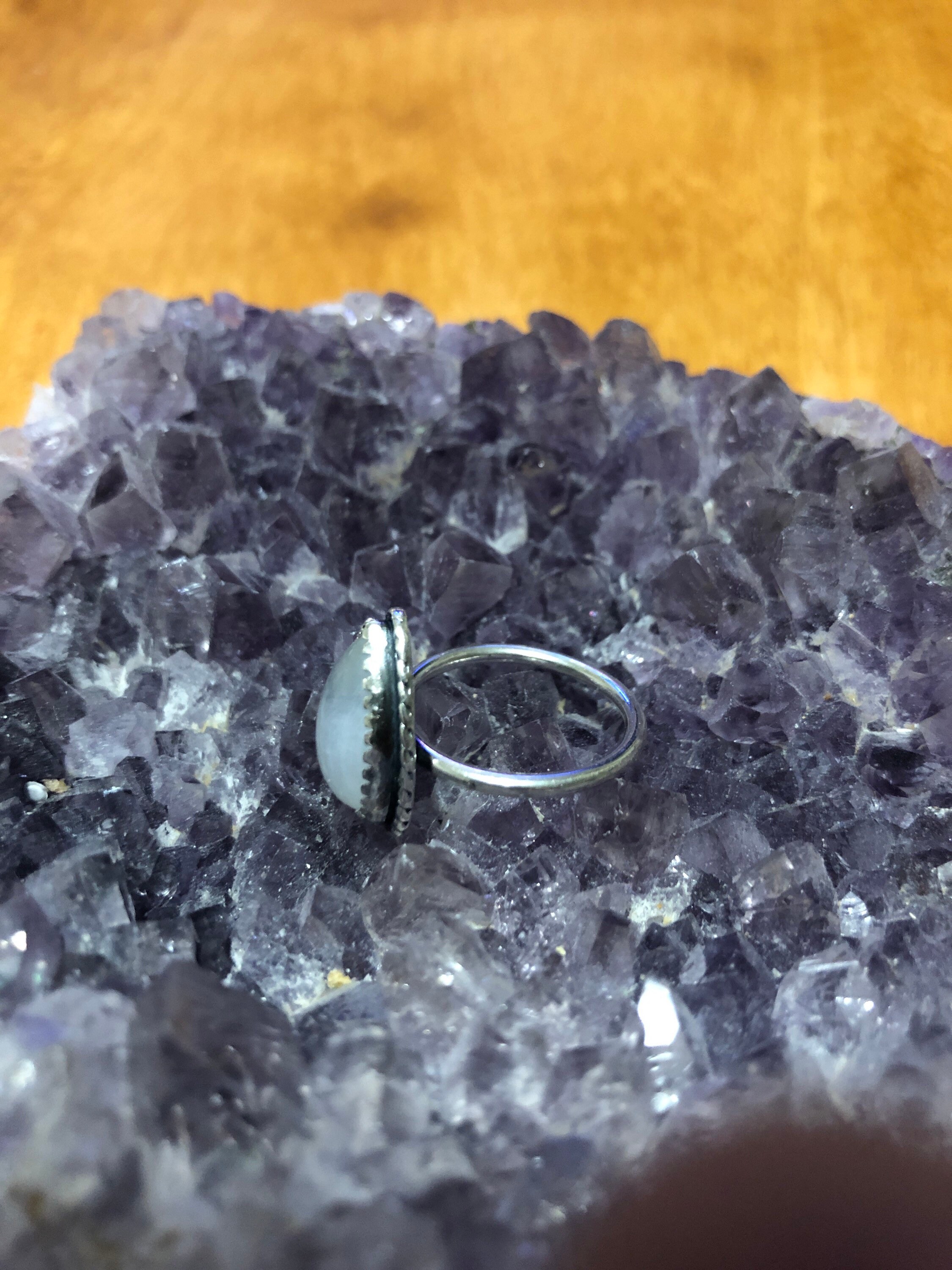 Genuine Moonstone Ring/rainbow Moonstone Teardrop Ring/handmade ...