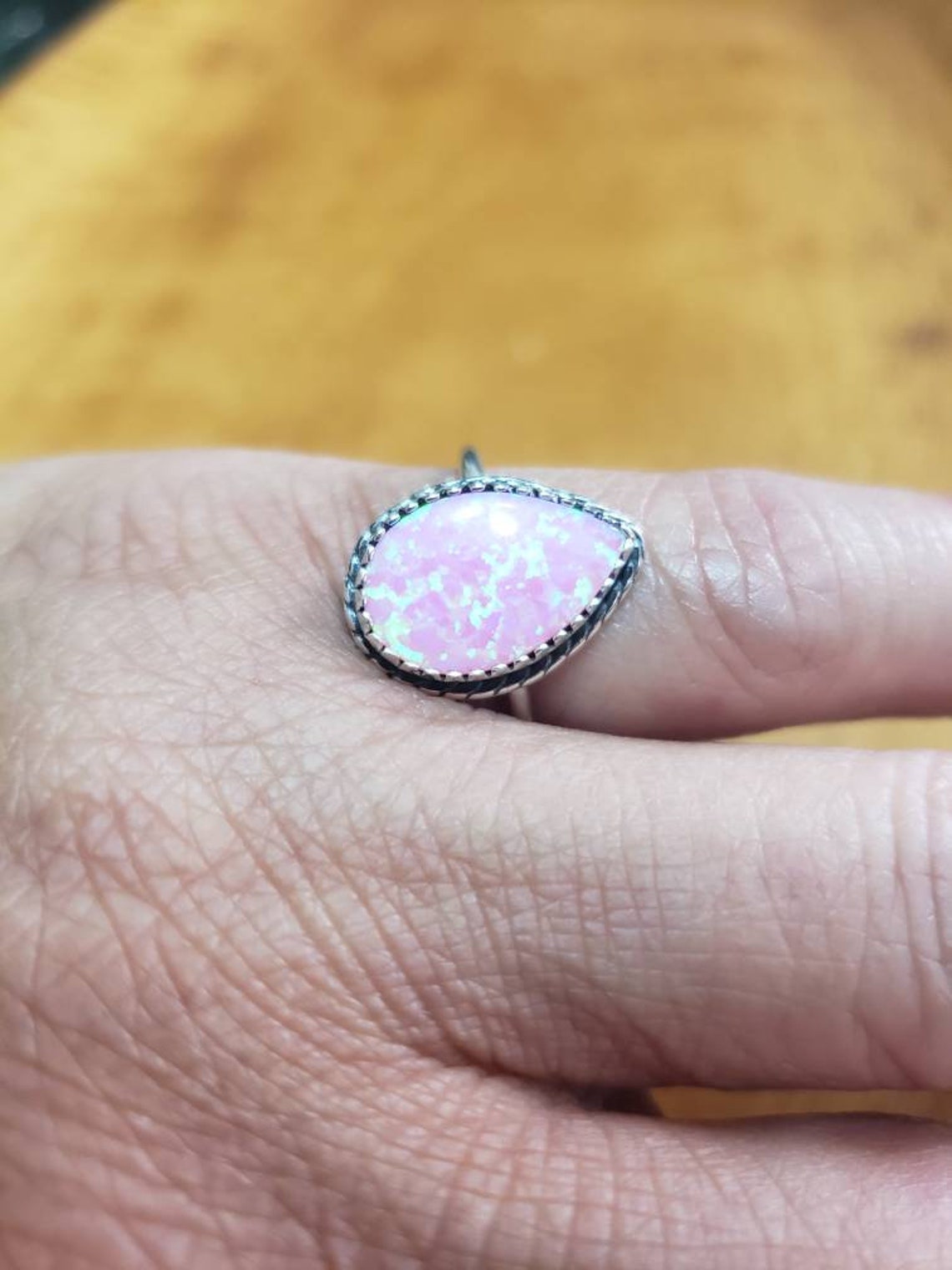 Pink Fire Opal Ring/Teardrop Opal Ring/Statement Ring/Sterling | Etsy