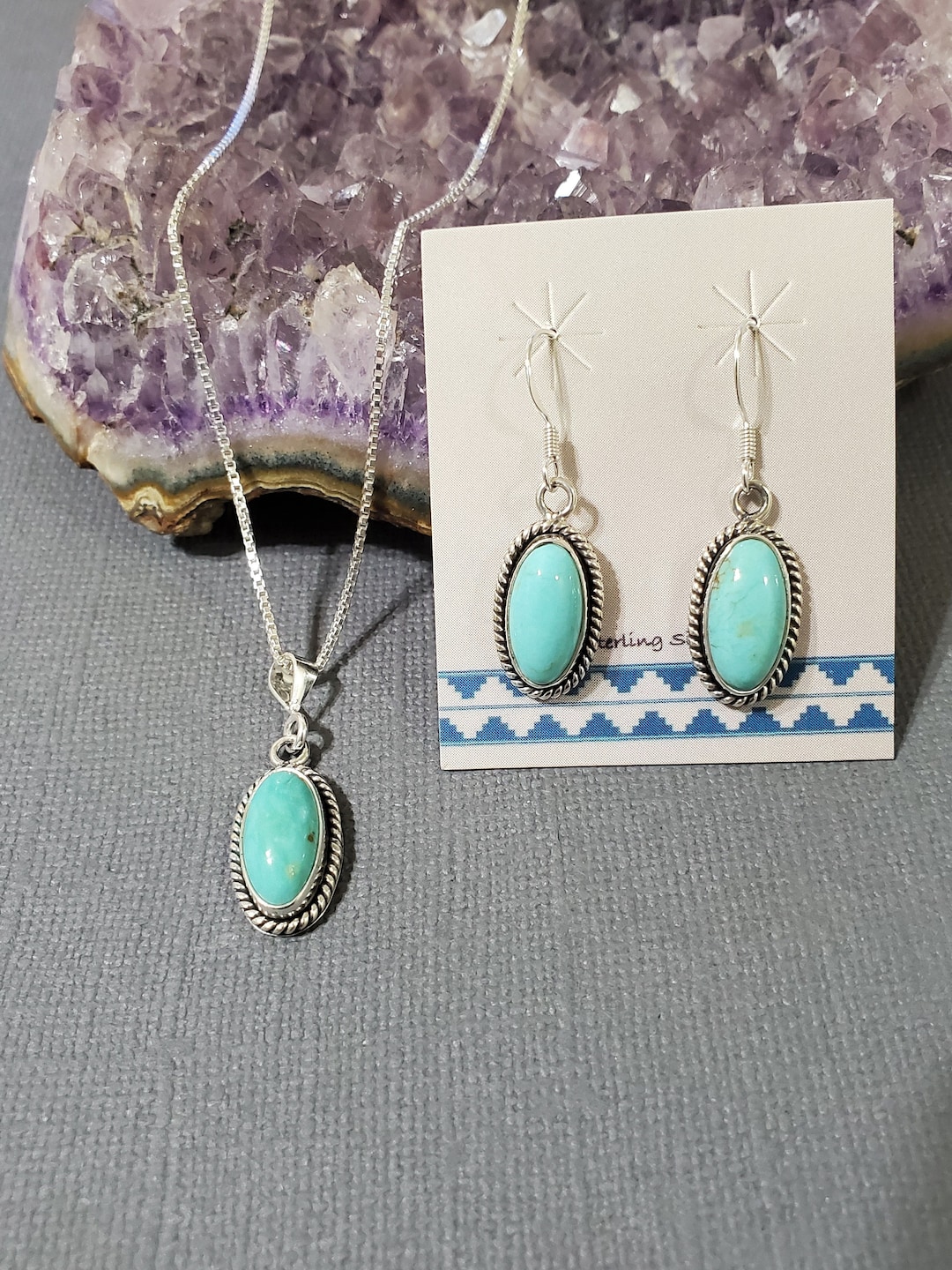 Turquoise Jewelry Sets/green Turquoise Necklace Earring Sets/brown Vain ...