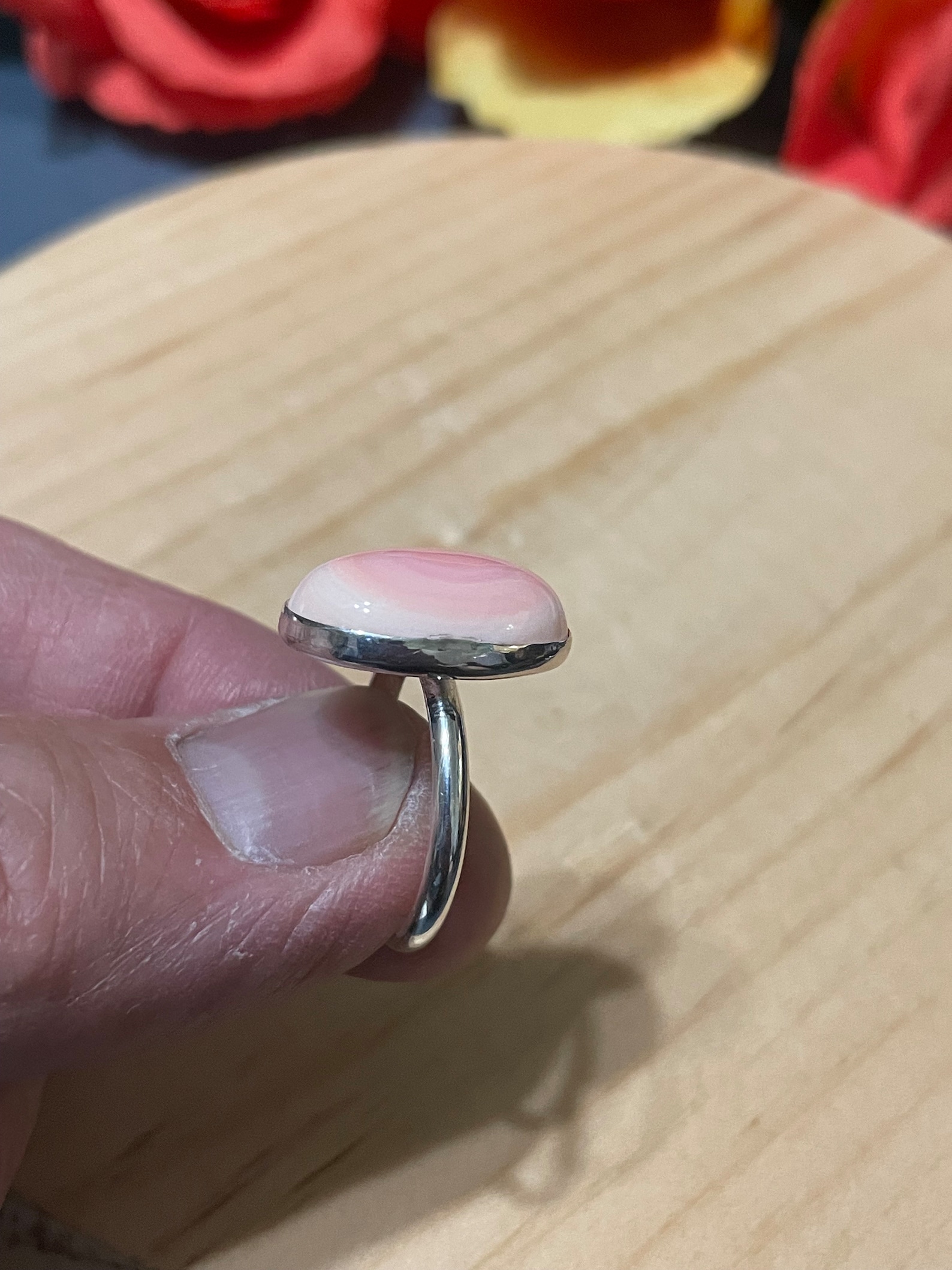 Conch Shell Ring/sterling Silver Pink Conch Shell Ring/large Shell Ring ...