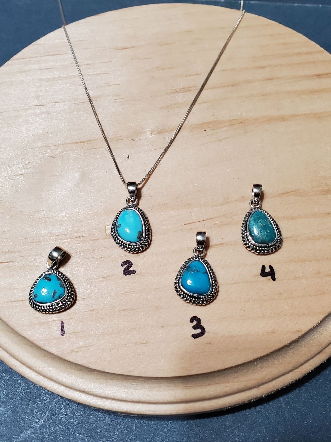 Dainty Blue Turquoise Pendant Necklace/small Turquoise Pendant/sterling ...