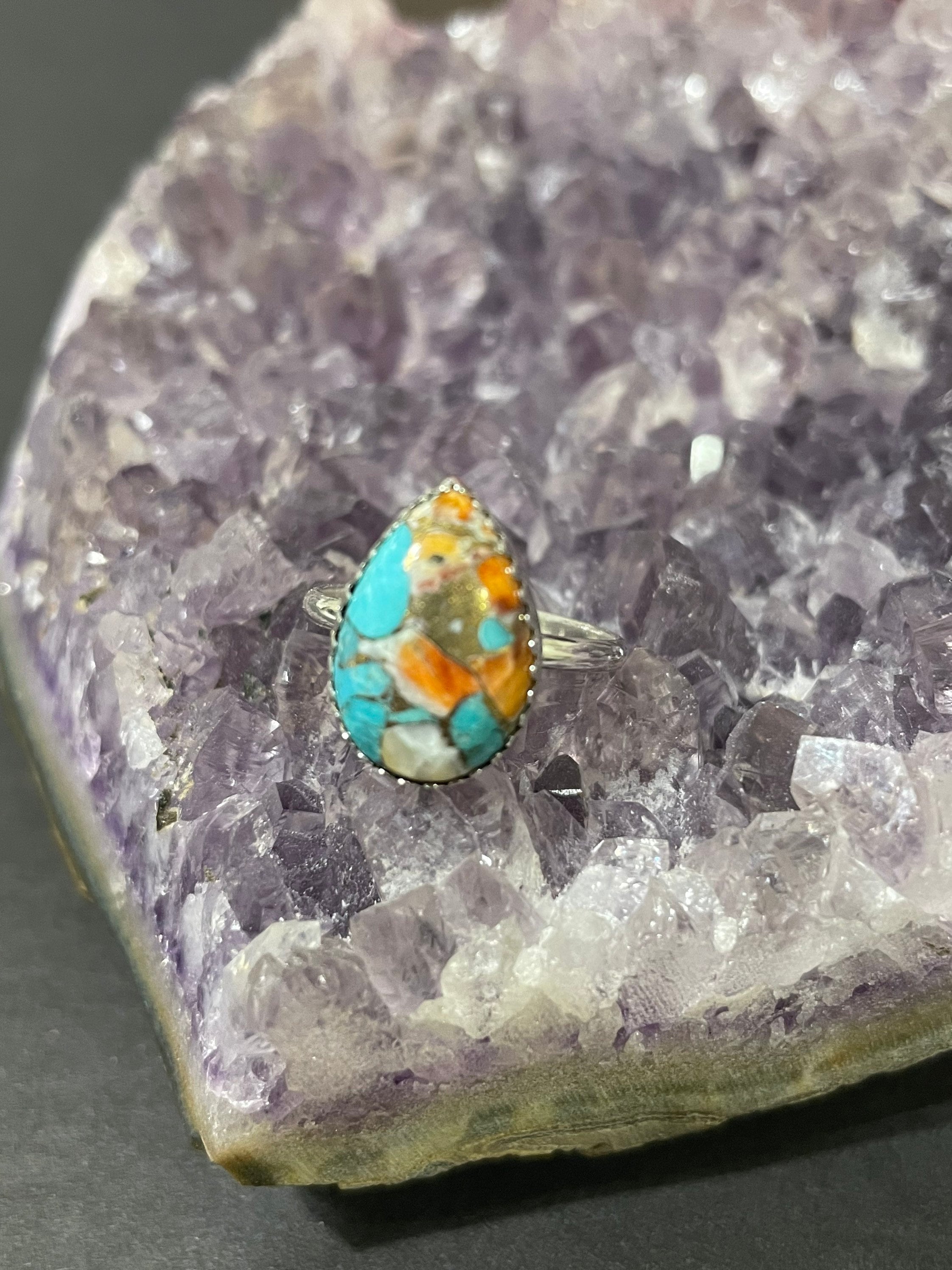 Spiny Oyster Turquoise Ring/copper Turquoise Ring/mohave - Etsy