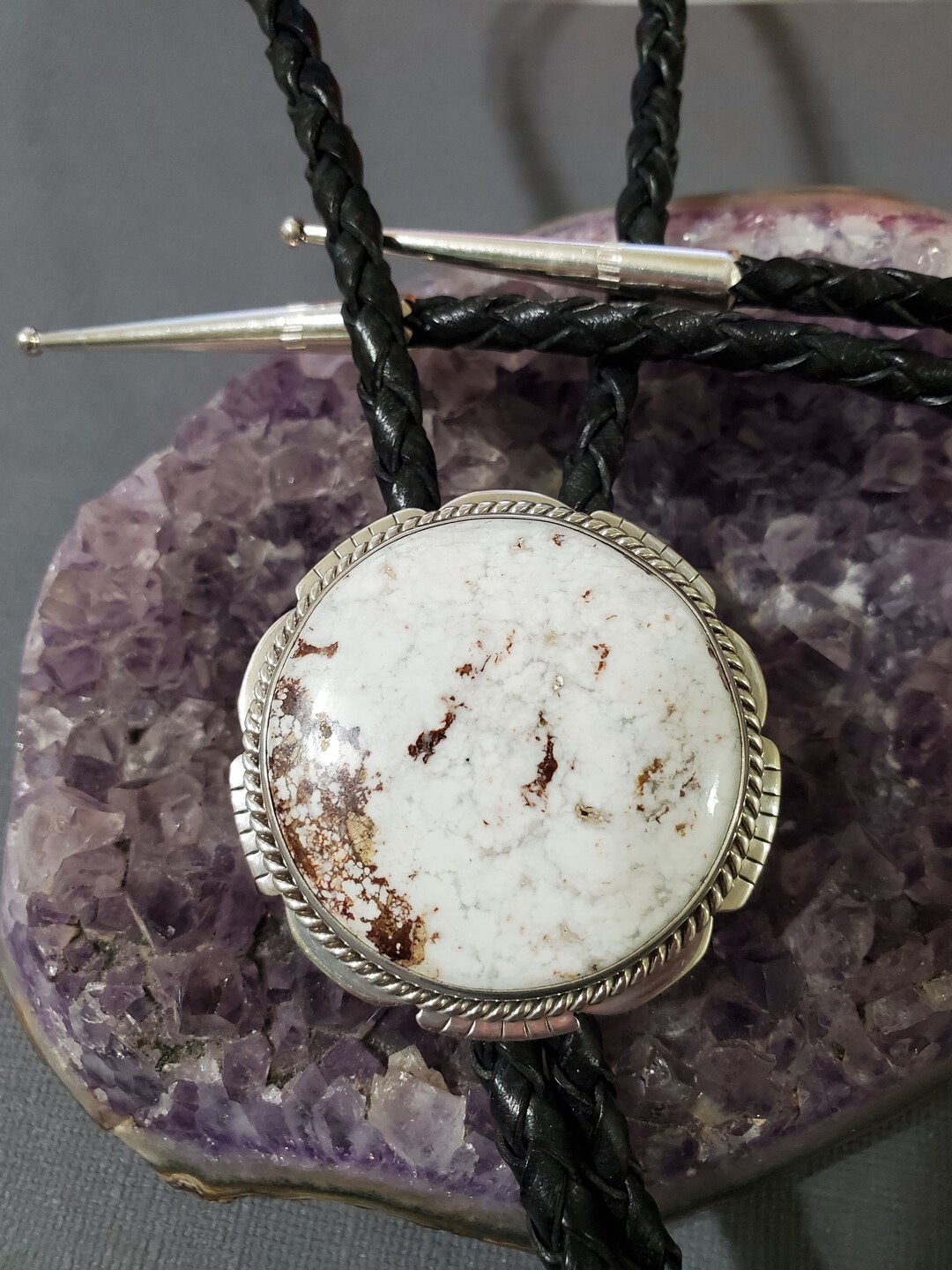 White Buffalo Turquoise Bolo Tie /wild Horse Stone/silver Bolo/genuine ...