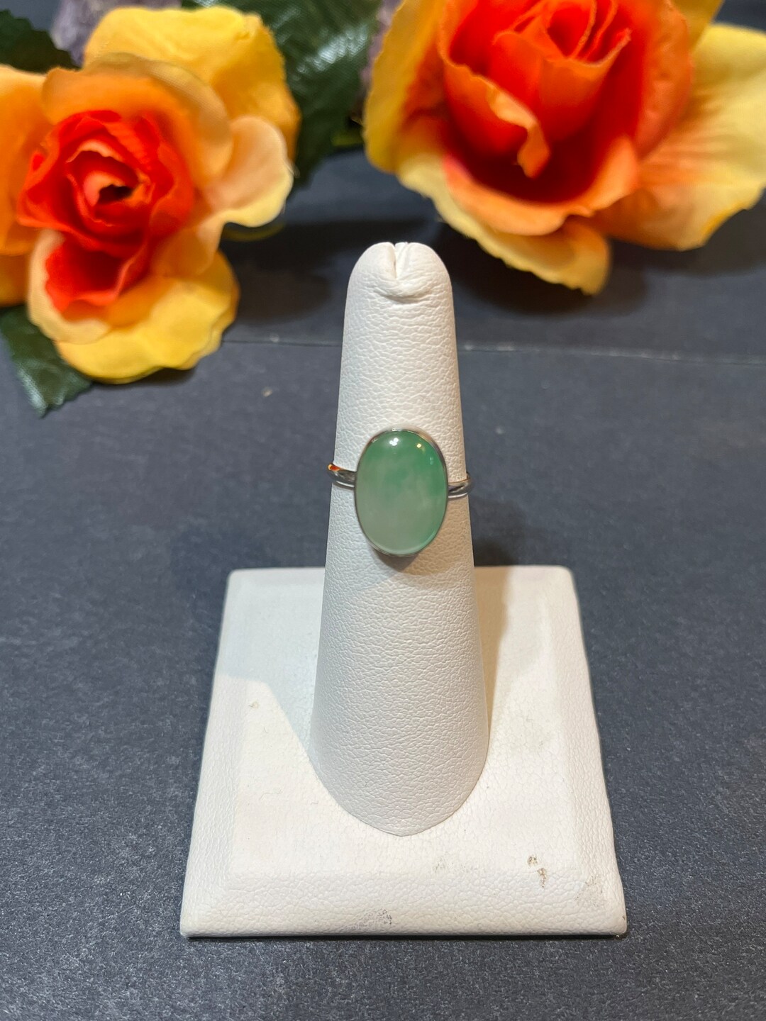 Green Jade Ring/simple Jade Ring/handmade Jade Jewelry/sterling Silver ...