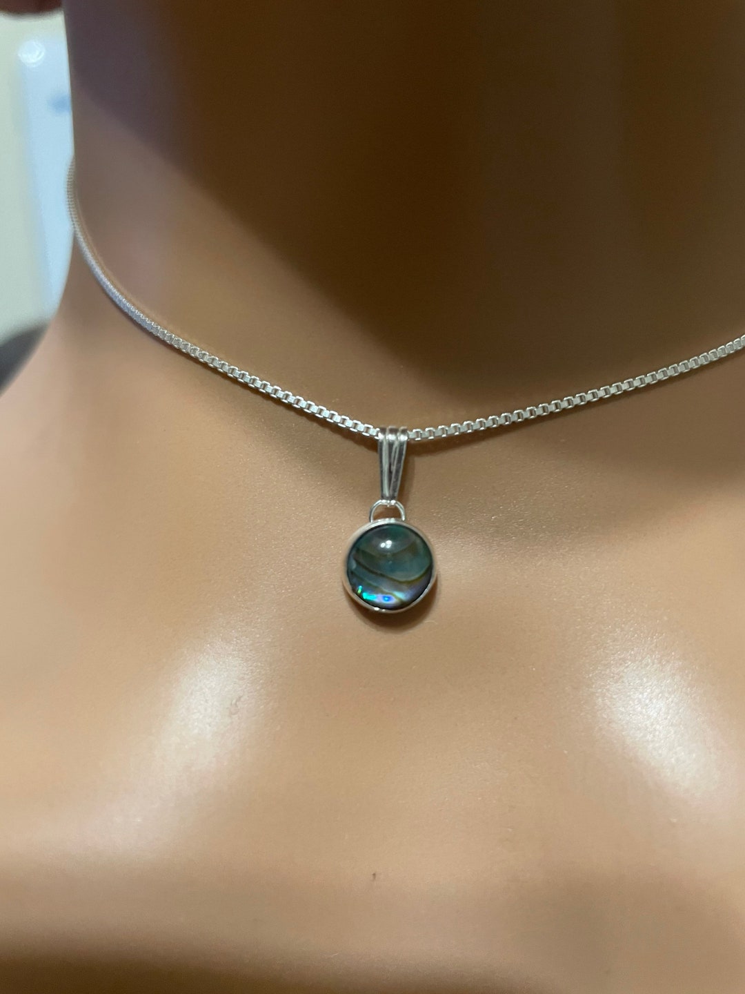 8MM Abalone Shell Pendant/dainty Abalone Shell Necklace/sterling ...