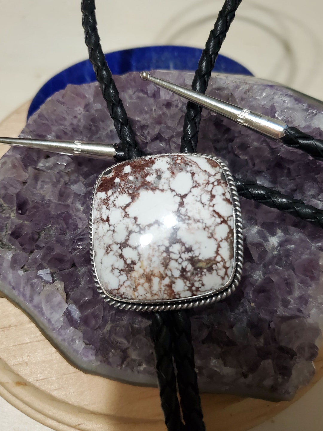 Wild Horse Bolo Tie/white Stone Bolo Tie/square Stone Crazy Horse Bolo ...