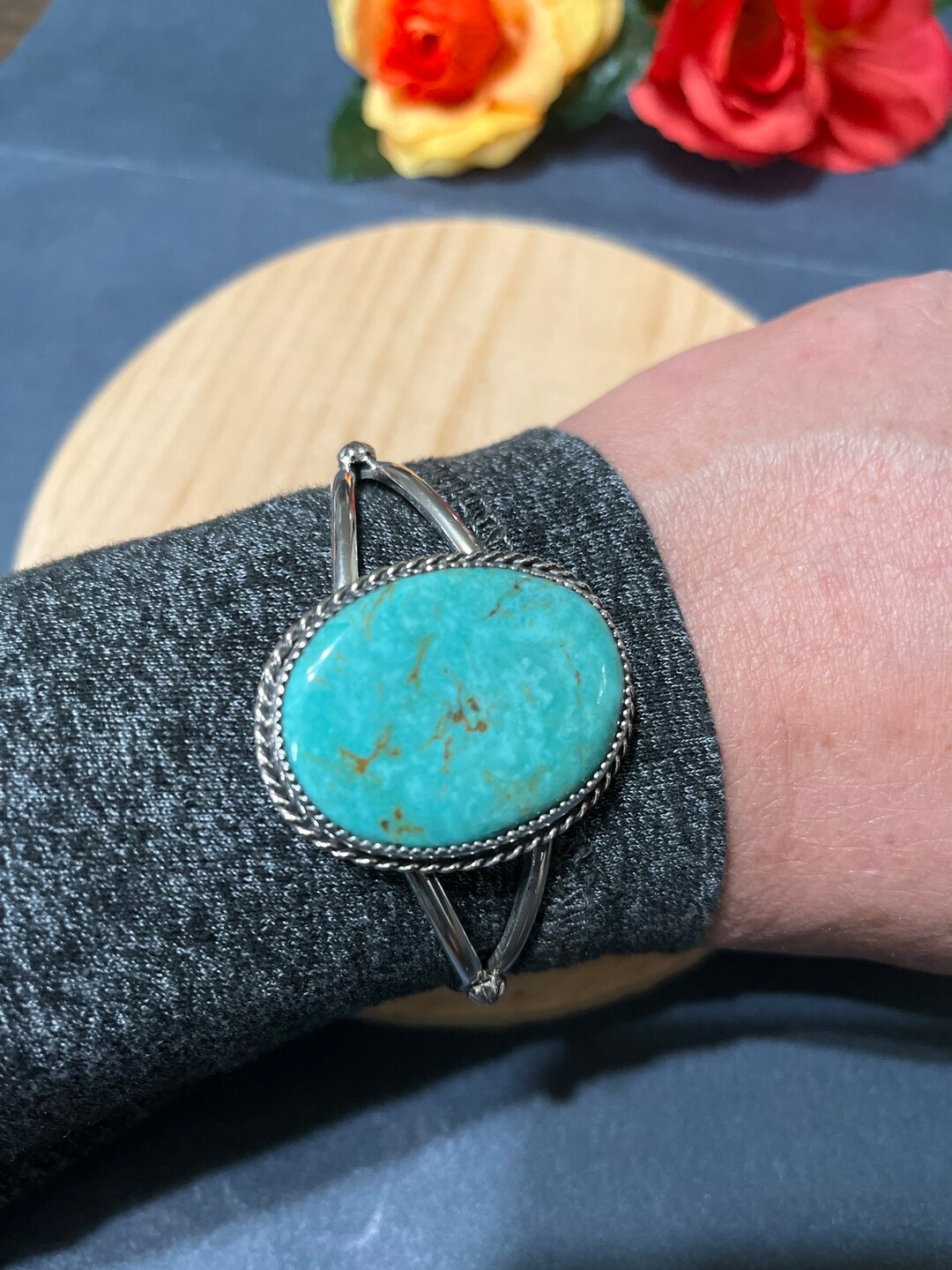 Blue Turquoise Cuff/sterling Silver Cuff/turquoise Cuff Bracelet ...