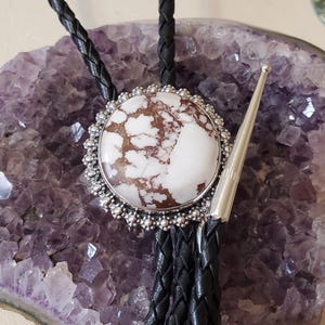 White Buffalo Turquoise Bolo Tie /wild Horse Stone/silver Bolo Tips ...