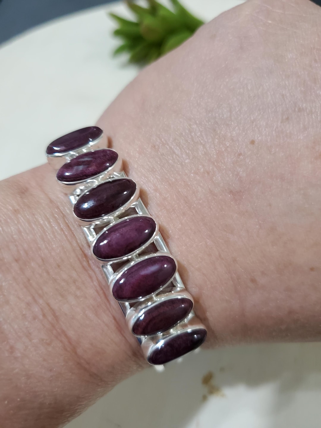 Purple Spiny Oyster Cuff /purple Cuff Bracelet/sterling Silver Cuff ...