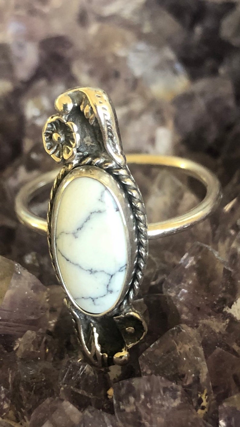 White Buffalo White Turquoise Ring/long Oval / Custom Sizes/ | Etsy