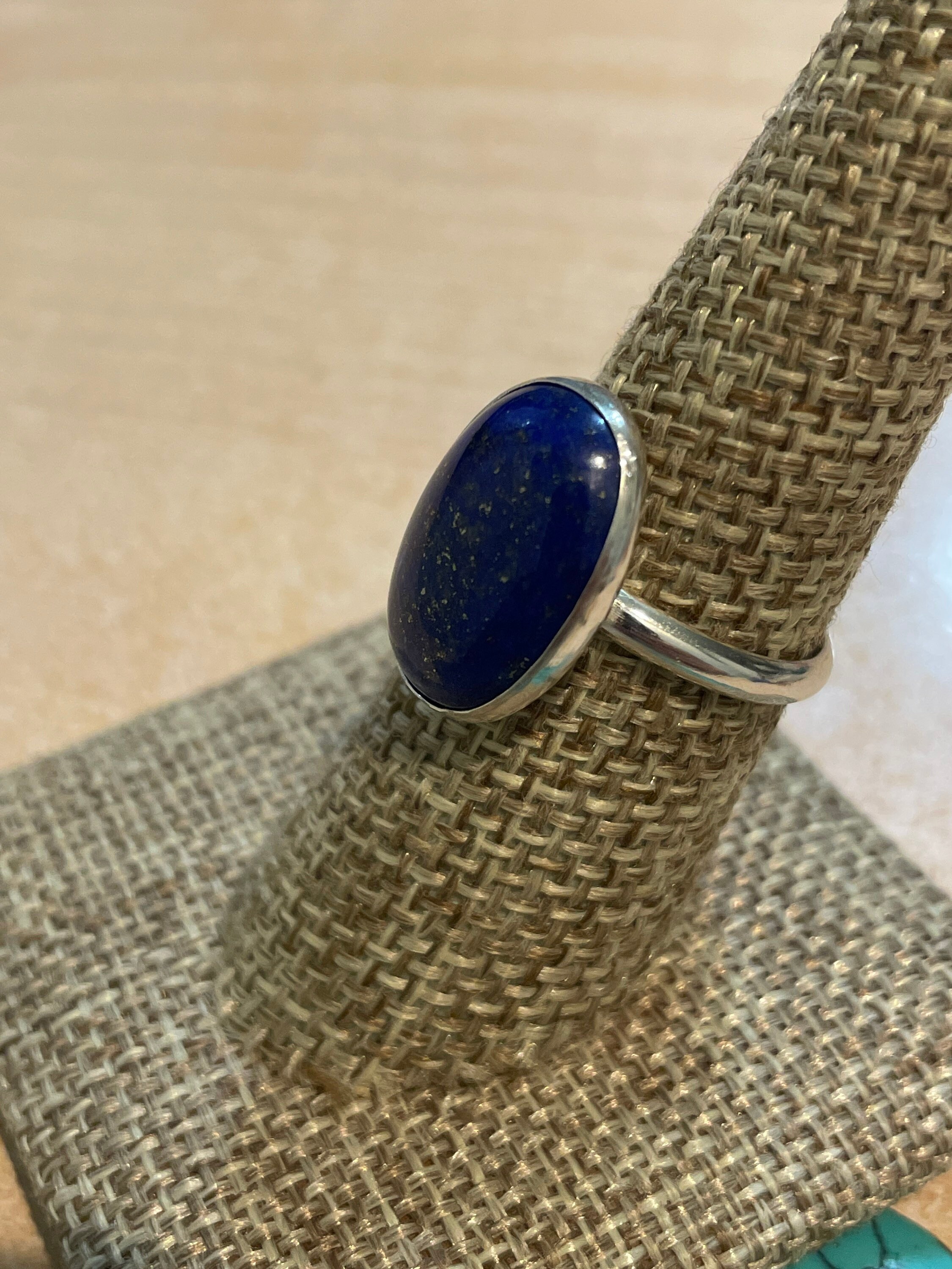 Blue Lapis Lazuli Ring/large Lapis Ring/natural Blue Lapis - Etsy