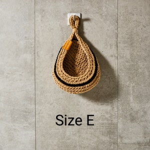 Wall Hanging Basket With Black String, Rustic Decor, Storage Basket ...