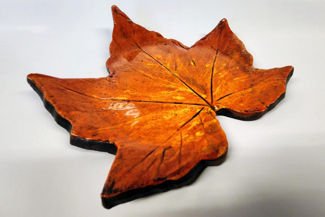 Smith Redware - Autumn Leaf Plate, Slip Decorated, Halloween, Fall ...