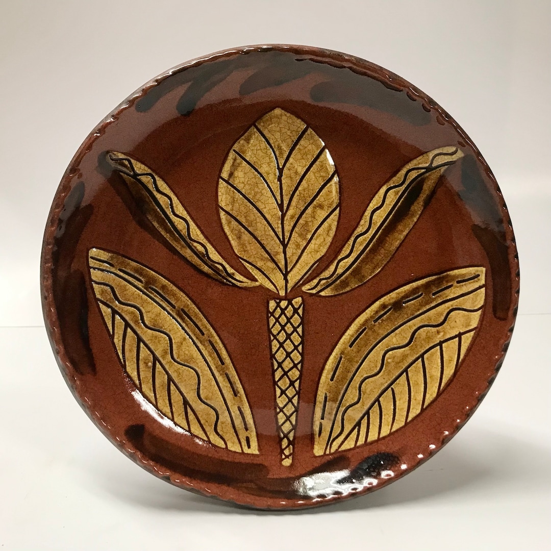 Smith Redware Handcrafted, Sgraffito Decorated Plate, Primitive, Folk ...