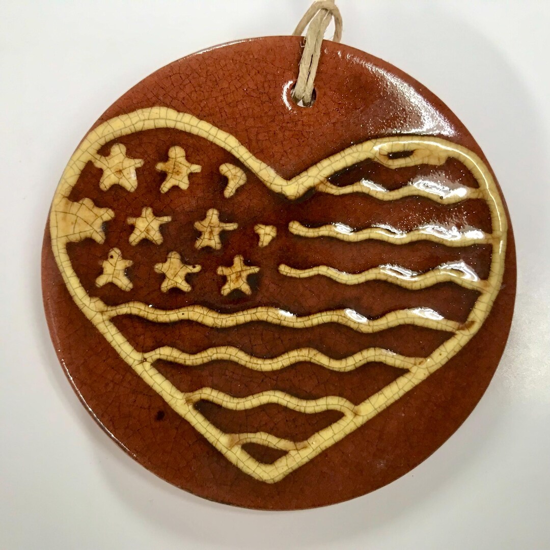 Smith Redware - Handcrafted Prim Ornament, Folk Art, Slip Decorated ...