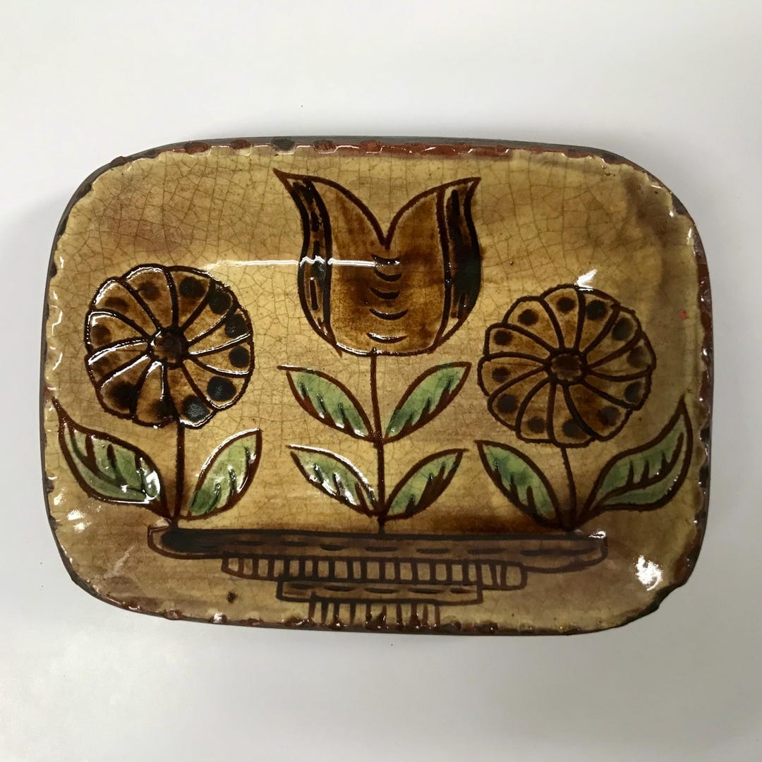 Smith Redware Handcrafted, Sgraffito Decorated Plate, Primitive, Folk ...