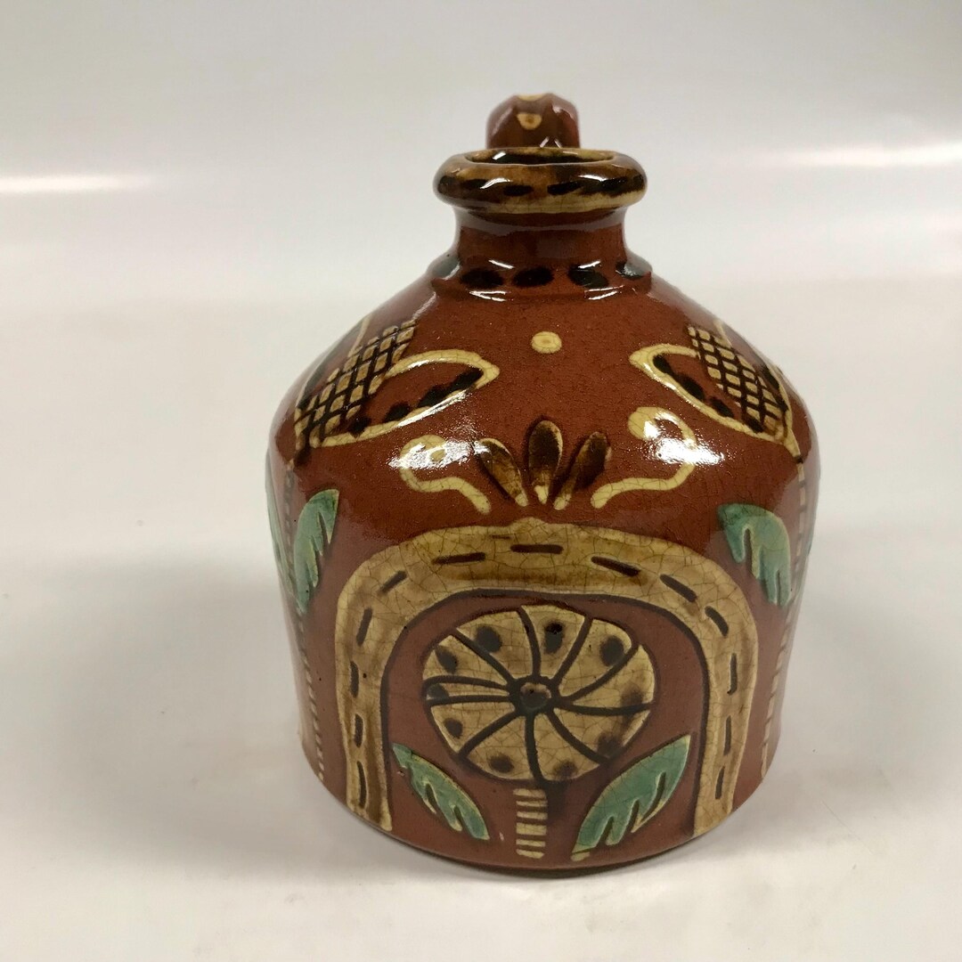 Smith Redware Handcrafted Slip Vase, Primitives, Folk Art, Made in USA ...