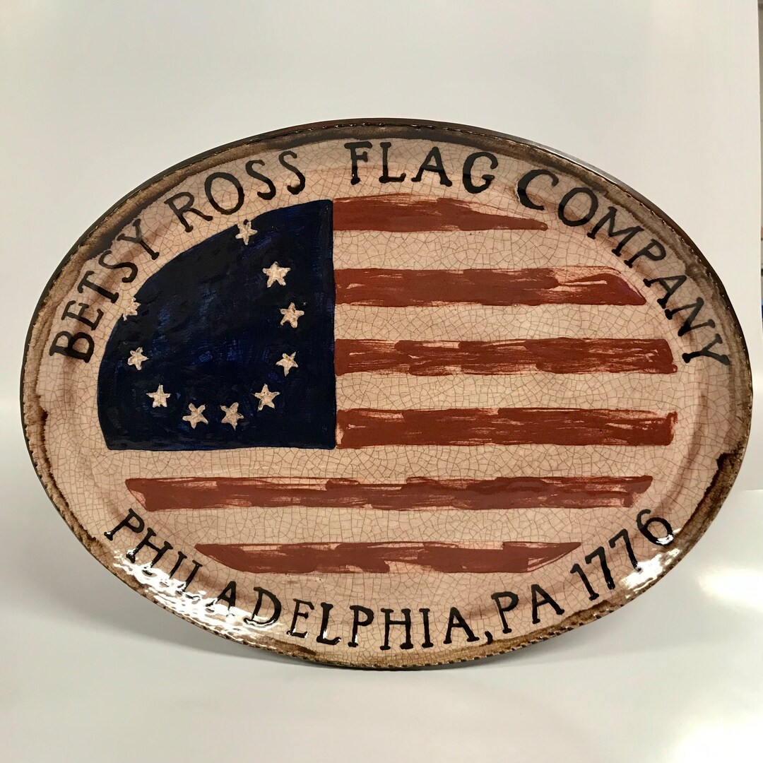 Smith Redware Handcrafted Slab Plate Folk Art, Patriotic, AMERICAN Made ...