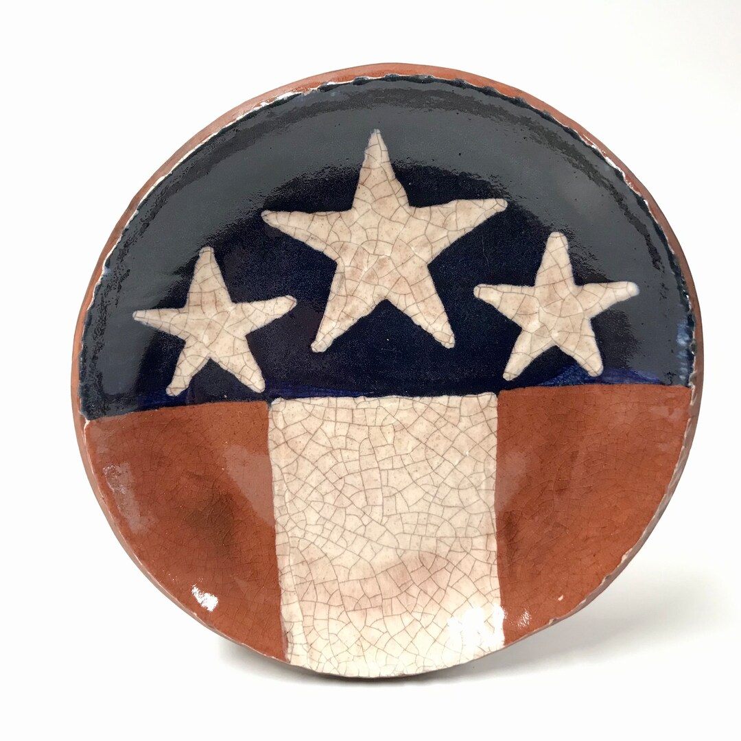 Smith Redware Handcrafted Slab Plate Folk Art, Patriotic, American Made ...